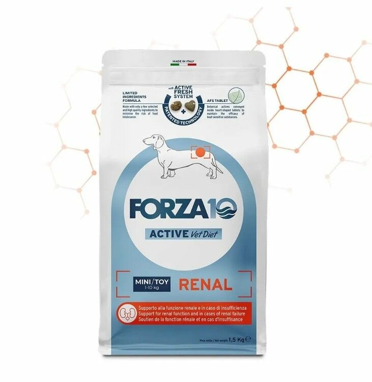 Forza10 Active Renal сухой корм для собак мини пород при острой и хронической почечной недостаточности-1,5 кг