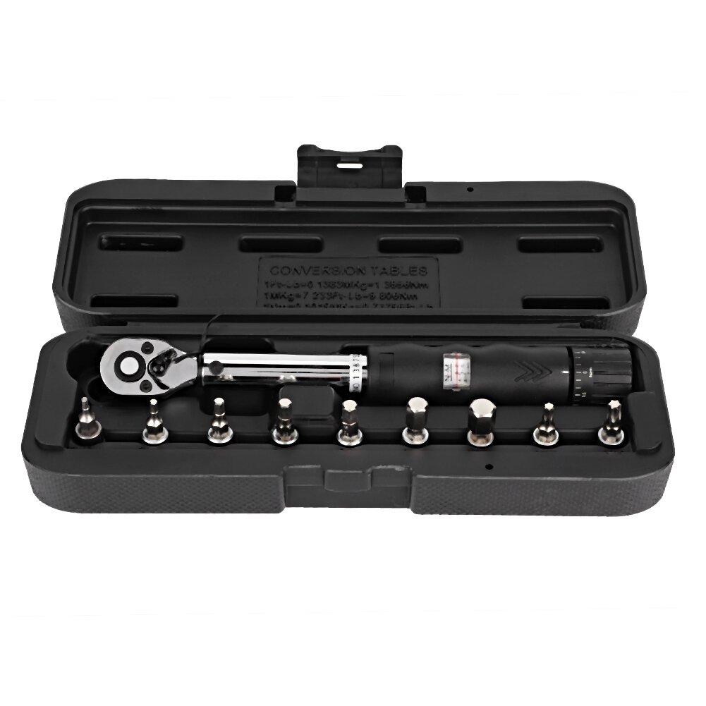 Квадратный торсионный ключ с рычагом и окнами 1/4 для велосипеда, момент 2-14 Нм