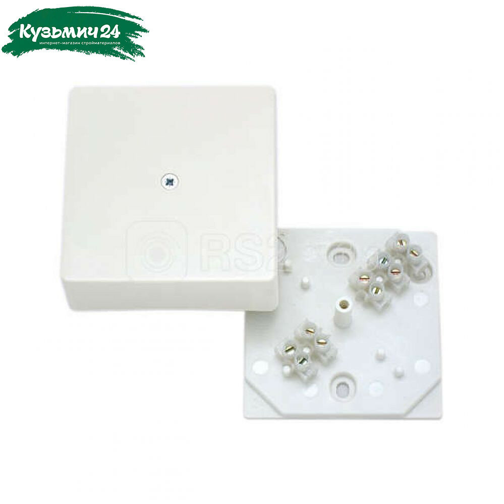 Коробка распределительная с клеммами 75х75х30 мм, белая