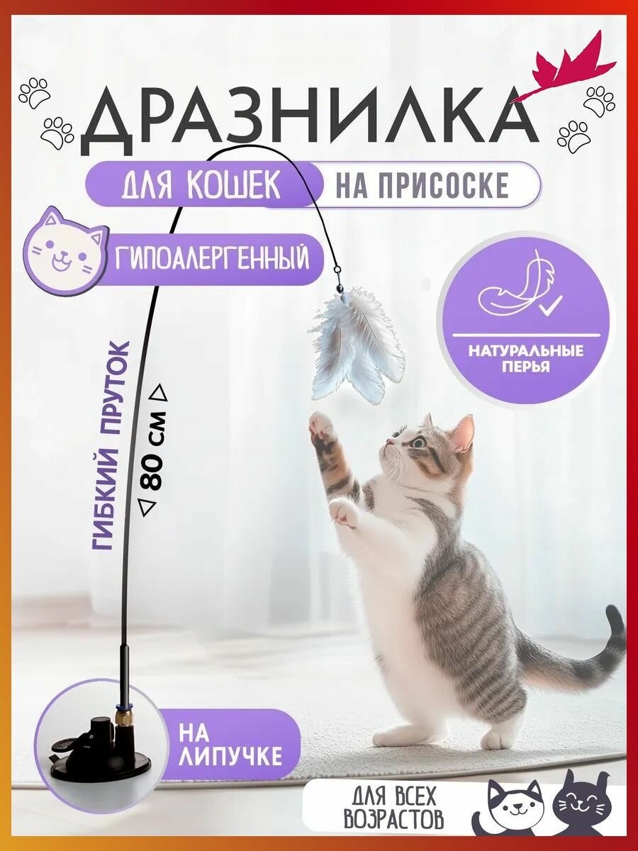 Игрушка для кошек дразнилка на присоске