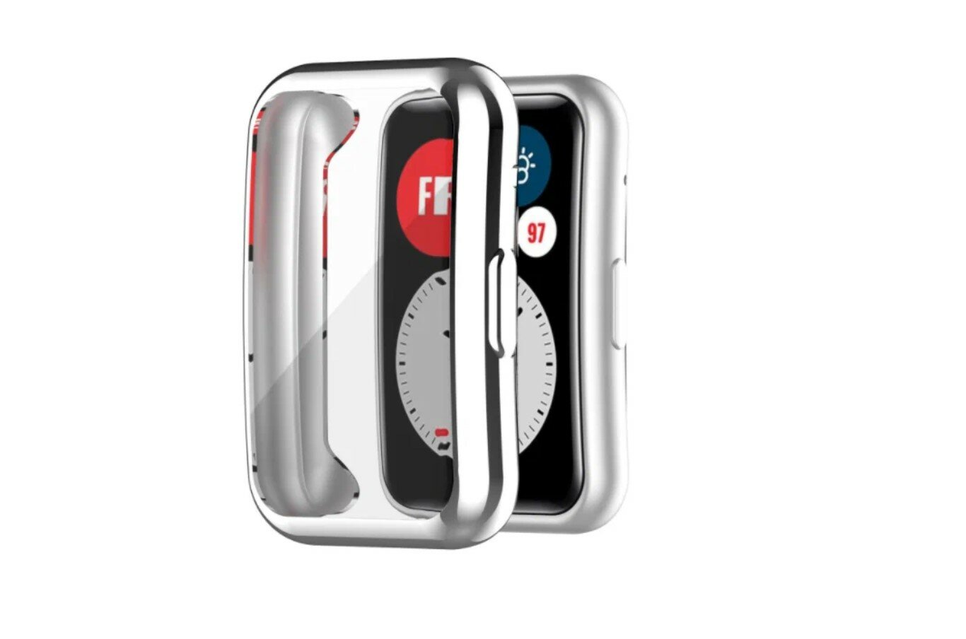 Бампер-чехол MyPads из тонкого и прочного силикона для Huawei Watch Fit (2021) с противоударными свойствами серебристый