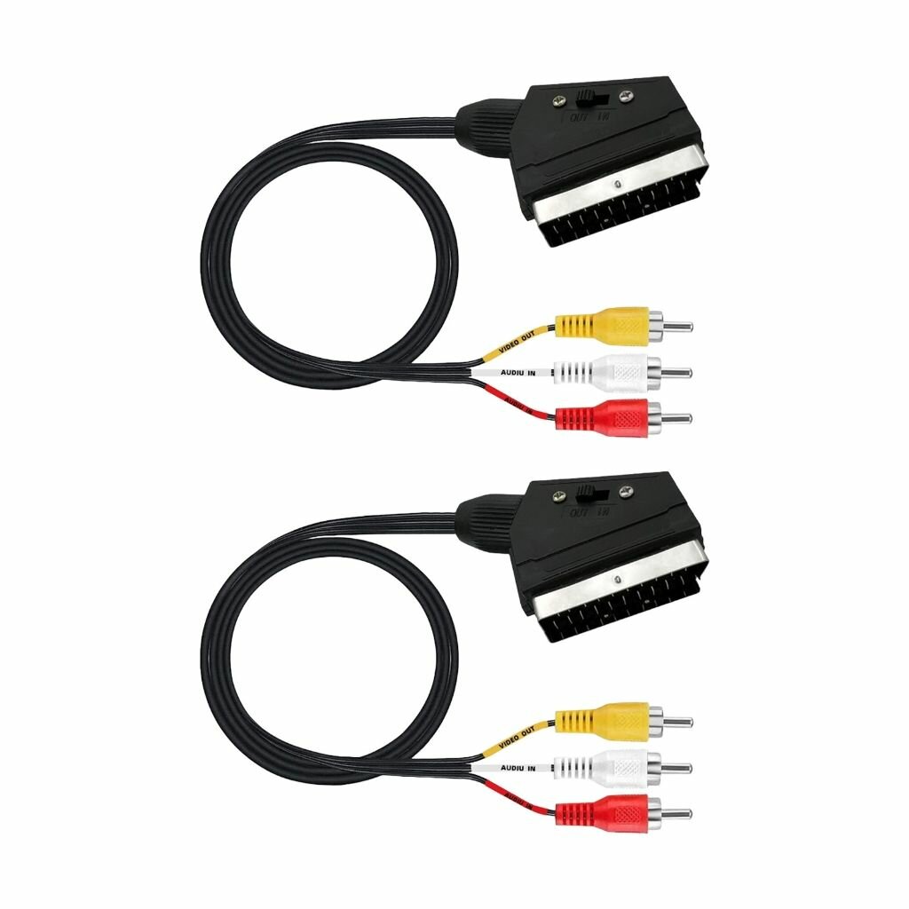 2 Композитных аудио- и видеокабеля европейского стандарта SCART 21P male- 3RCA