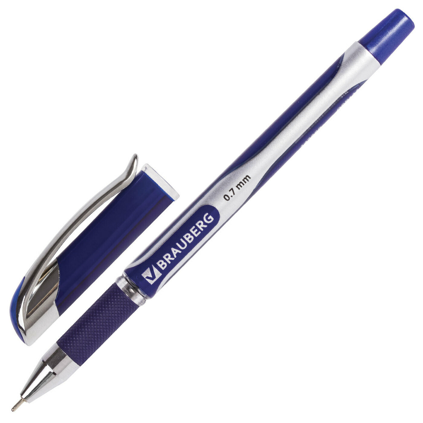 Ручка шариковая Brauberg масляная с грипом "Sigma Plus", синяя, печать, узел 0,7 мм, линия письма 0,35 мм (OBP111)