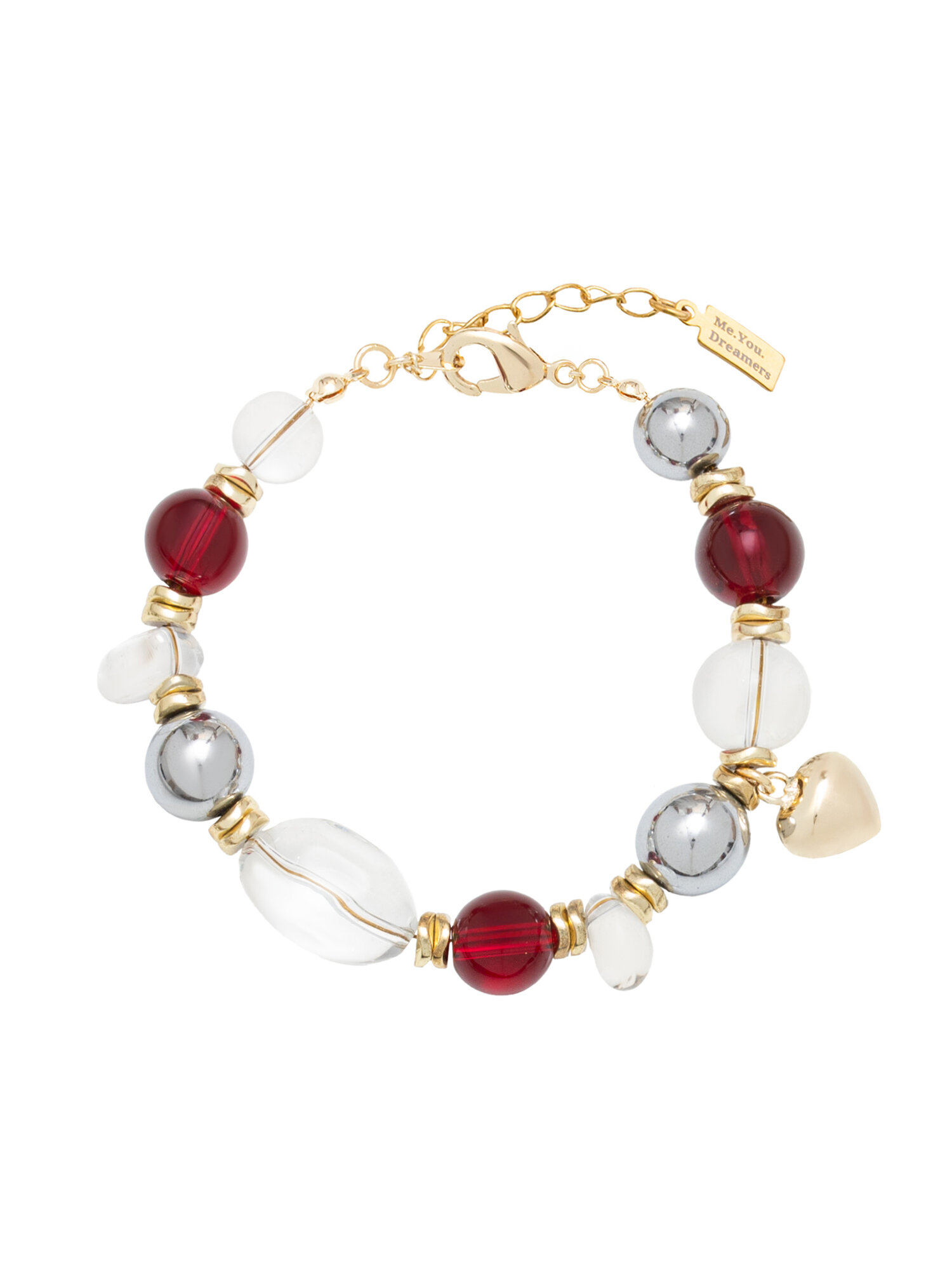 Браслет, горный хрусталь, кварц синтетический, гематит