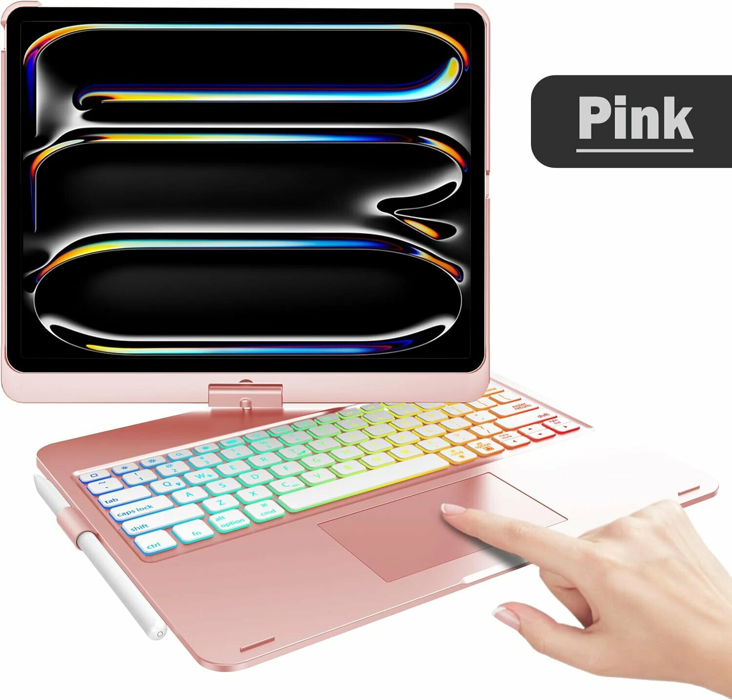 PMFVSKN 360° Rotate Magic Keyboard для iPad Pro 12.9 2018-2022, Rose Gold, English Spanish