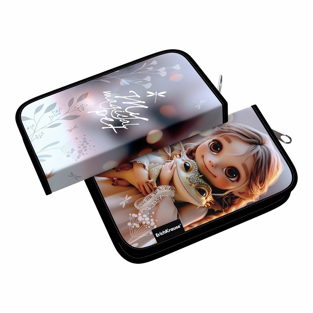 Пенал-книжка без наполнения Мэджик Пэт текстиль 110х205мм 1 отд. ErichKrause