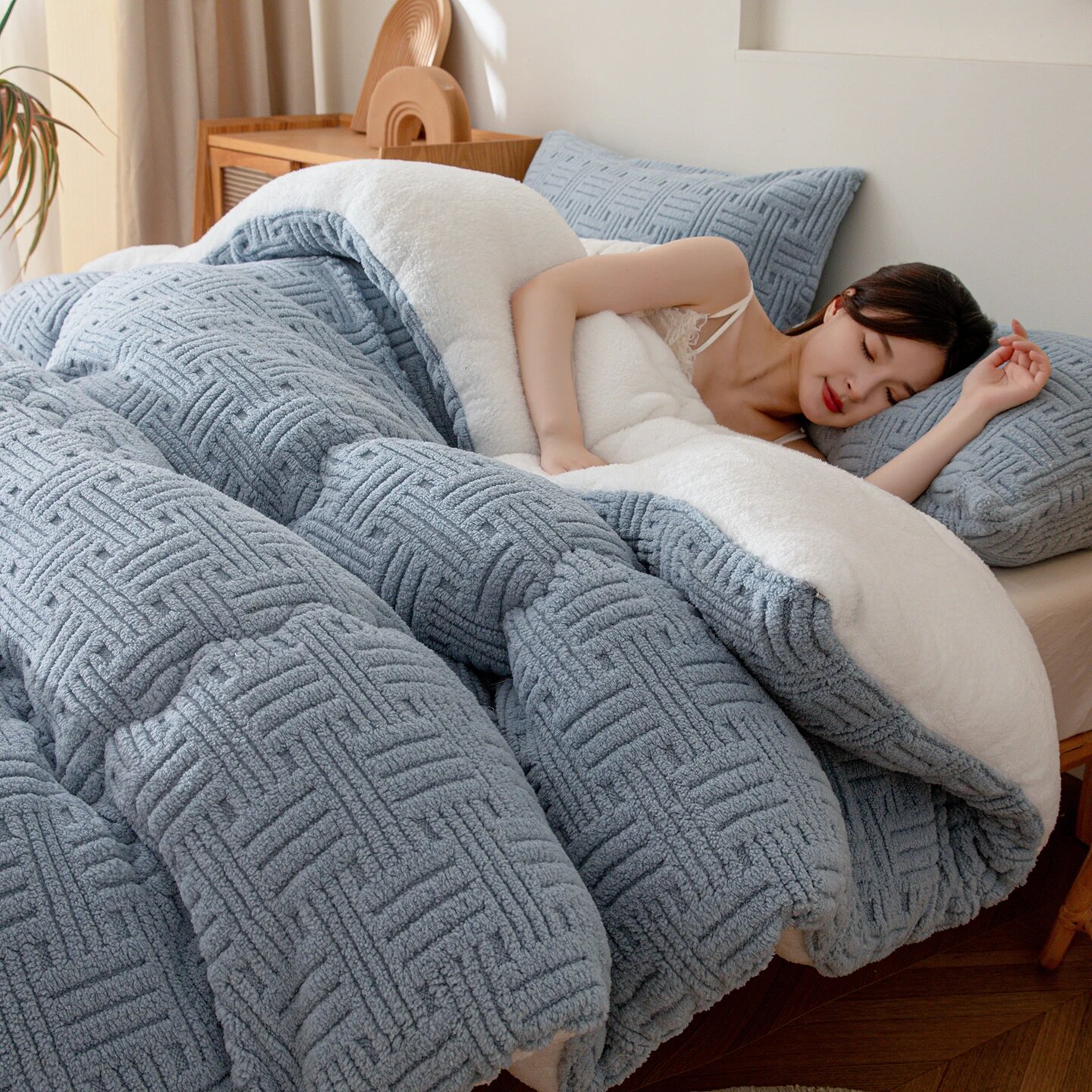 Теплое утяжеленное одеяло KDV из искусственного овечьего меха