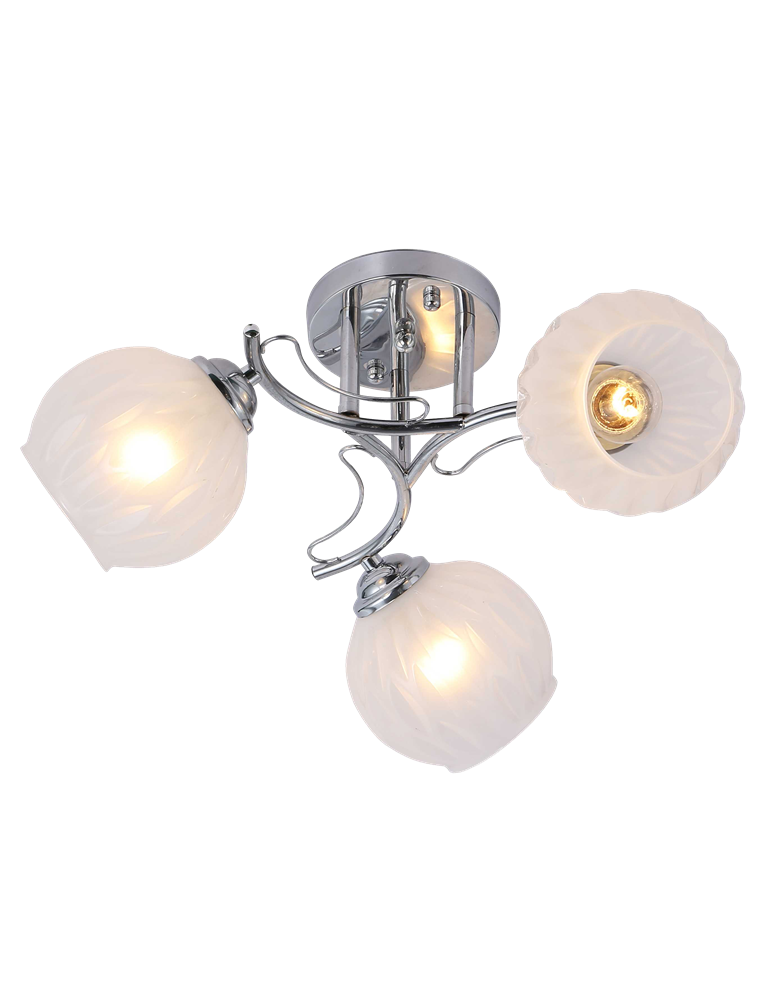 Люстра потолочная хром с матовыми плафонами на 3 лампы E27