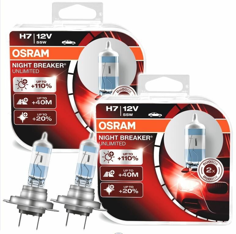 Галогеновые Лампы Н7 12V 55W +110% яркости NIGHT BREAKER UNLIMITED OSRAM