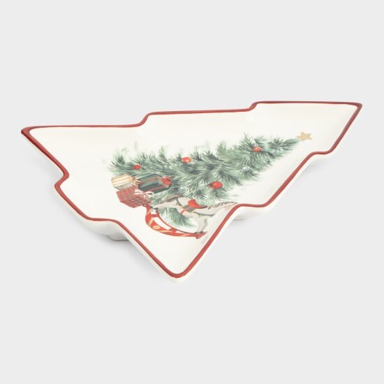 Блюдо Anna Lafarg Festival Лошадка у елки 30х27 см, керамика, красный (ANLAF-FDH-0303-23)