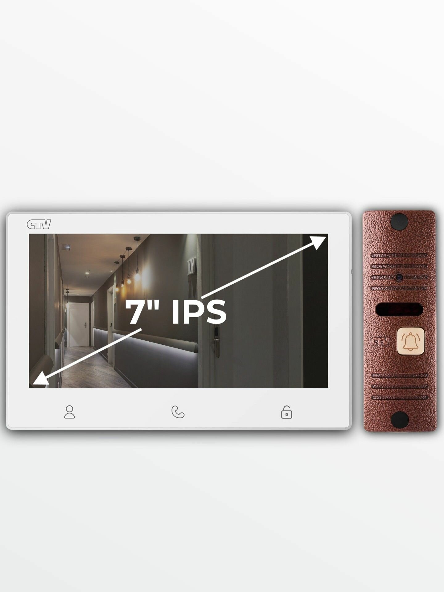 Комплект видеодомофон для квартиры: аналоговый монитор 7" CTV-M3712 Astra + вызывная панель CTV-D10 Plus, для дома или офиса, удаленное открытие замка, подключение к подъездному домофону