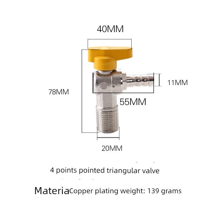 Медный утолщенный газовый клапан, газовый клапан для природного газа, шаровой кран 1/2 дюйма с внутренней и внешней