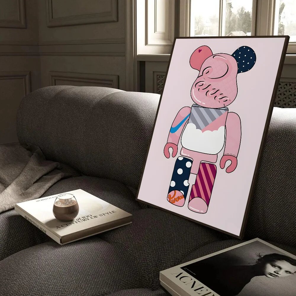 MINISO Постер B-Bearbricks Розовый, HEI-15, 25x35cm No Frame