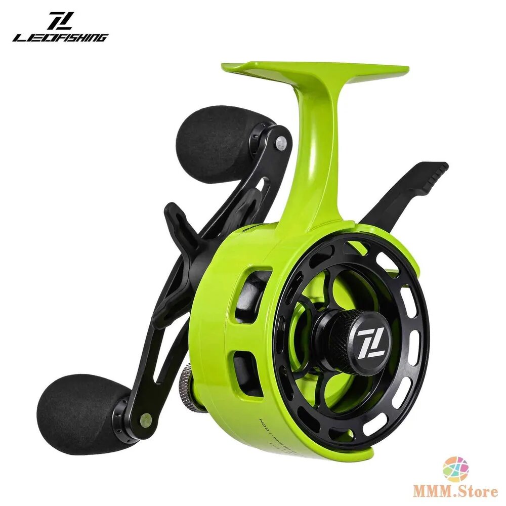 Катушка Leo fishing, быстросъемная, 13+1 подшипник, зеленая, для подледной рыбалки