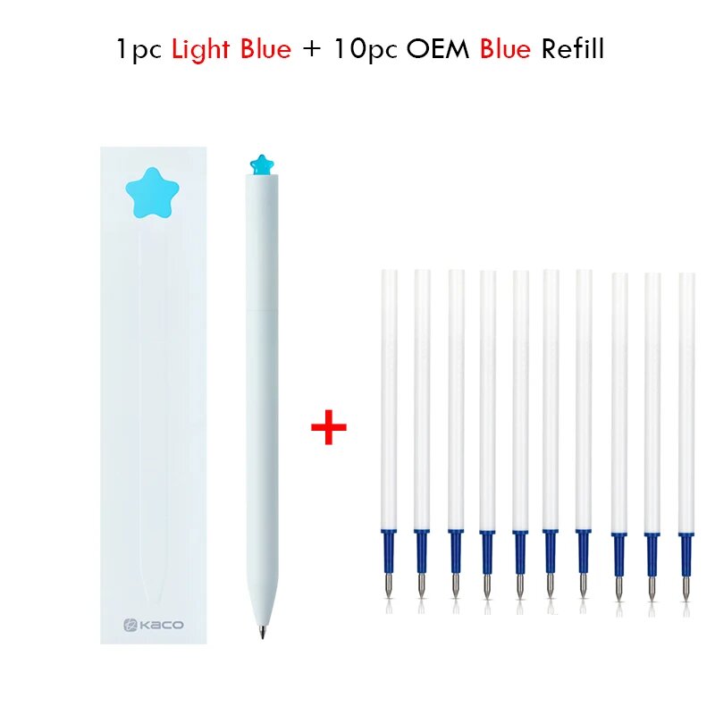 Ручка гелевая KACO FIRST Light Blue, 10 перезаполнений OEM Blue