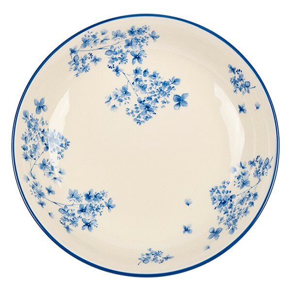Тарелка глубокая «Фиори», фарфор, 203 мм, цвет слоновая кость, синий (Kunstwerk)