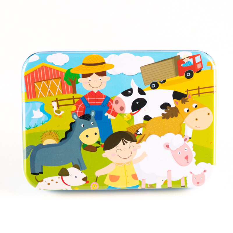 120-штучная деревянная головоломка с темой фермы, обучающая игрушка для детей 3-8 лет