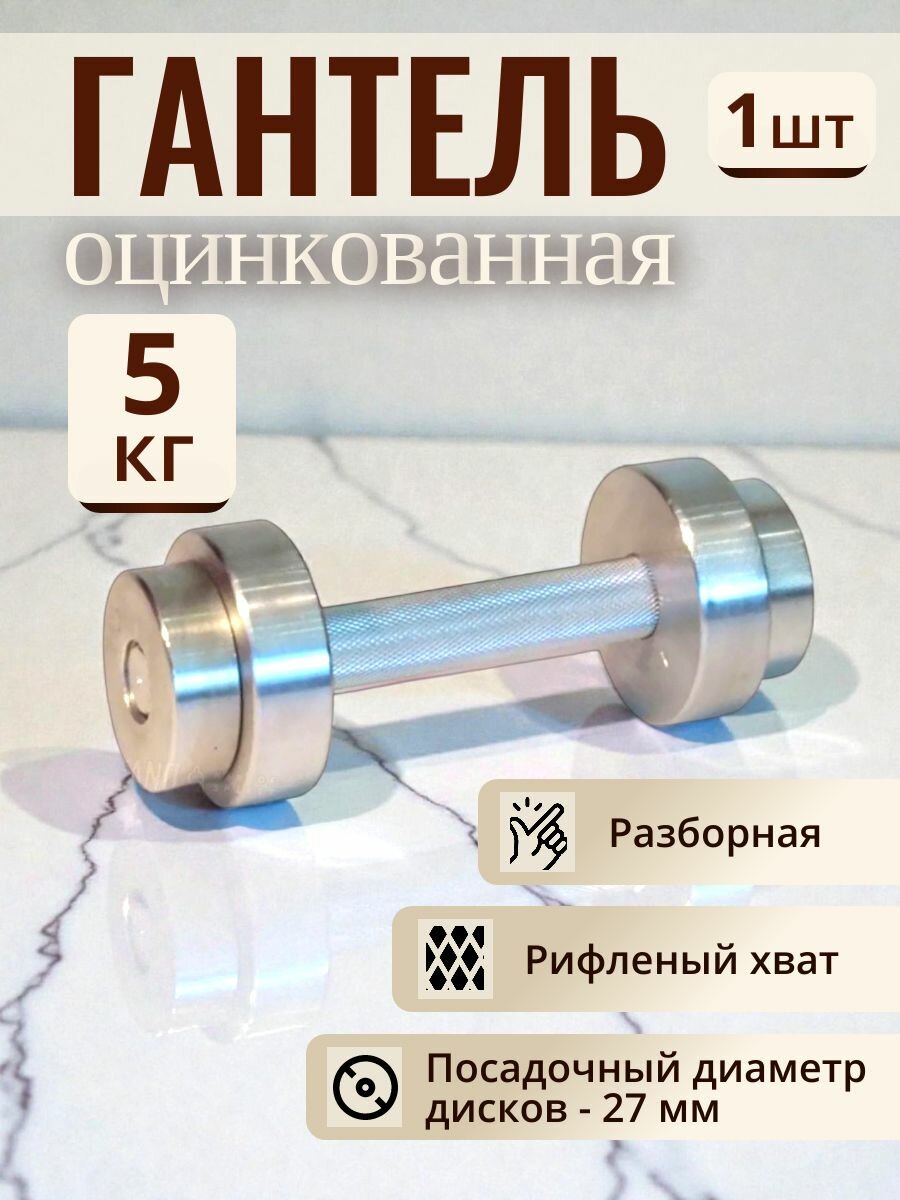 Гантель разборная оцинкованная 5 кг