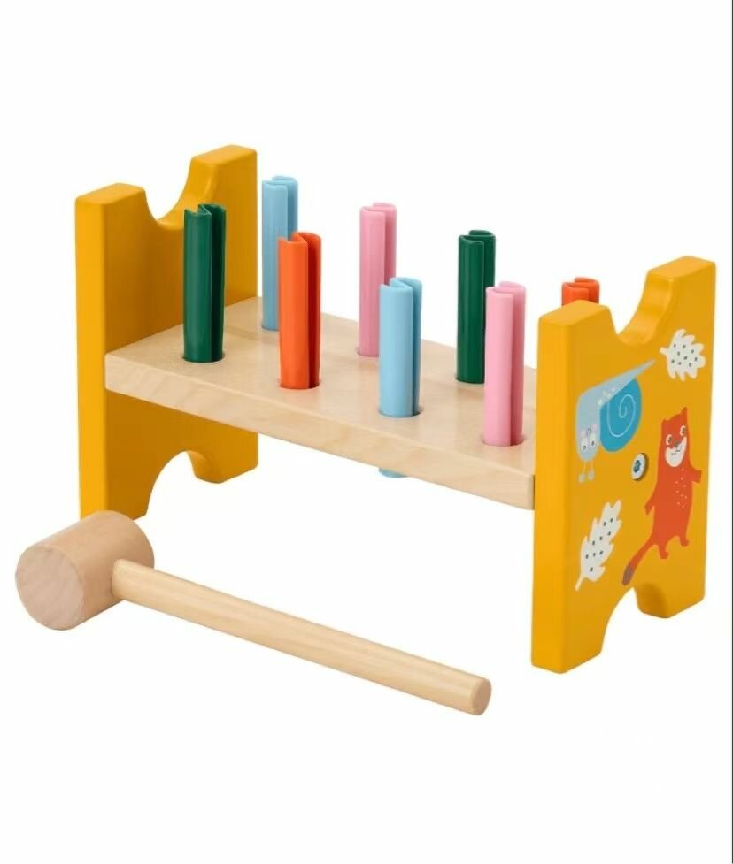 Ikea MLA Hammer, цветные развивающие детские игрушки из цельного дерева Ikea