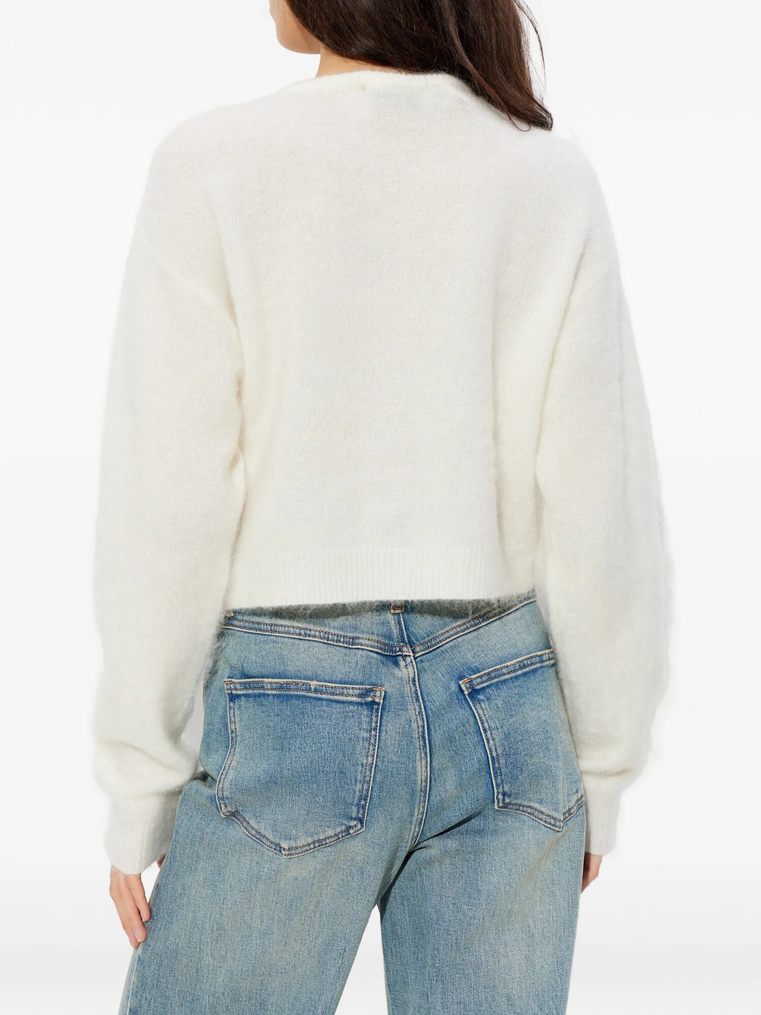 Кардиган GESTUZ Press-stud cropped cardigan, размер 42, бежевый/белый — фото 1