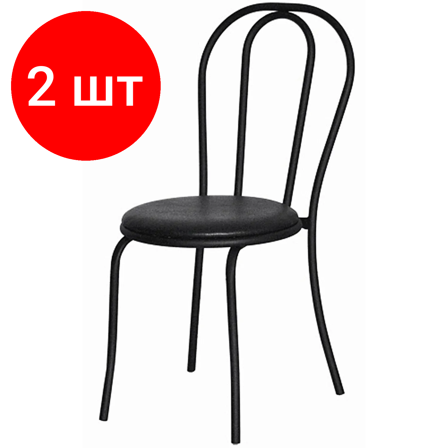 Комплект 2 штук, Стул для столовых UD_Венский СМ-7/6 каркас-черный к/з-черный К-01