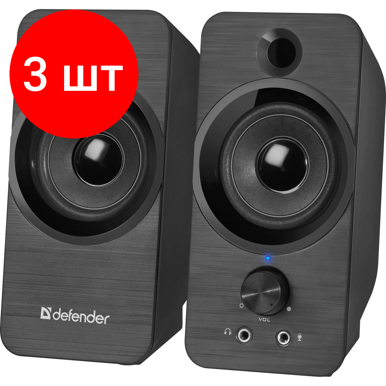 Комплект 3 штук, Акустическая система 2.0 Defender SPK-190 черный, 8 Вт, питание от USB