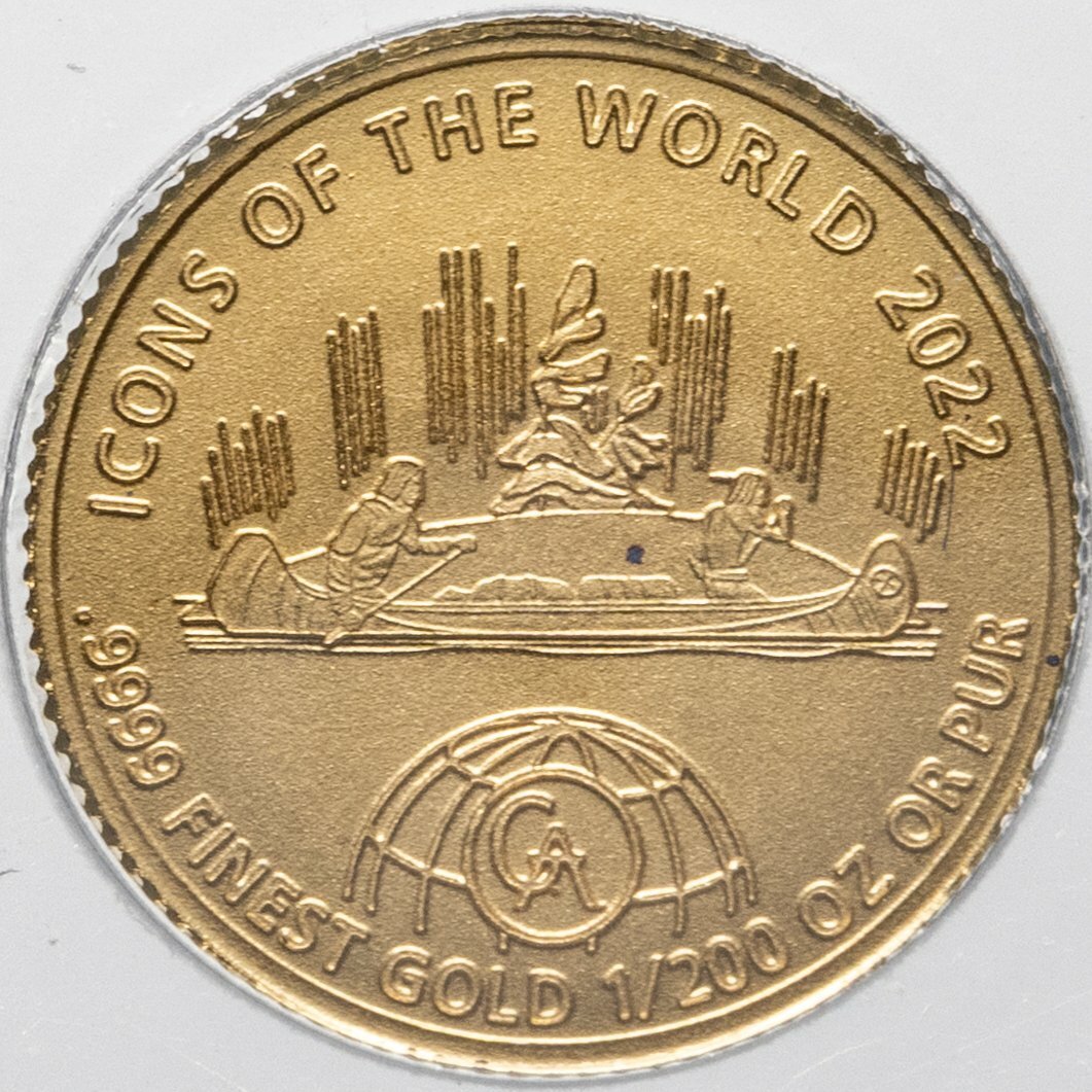 Руанда 10 франков 2022 Канадский каноэ-доллар, Золото, в сохранности UNC