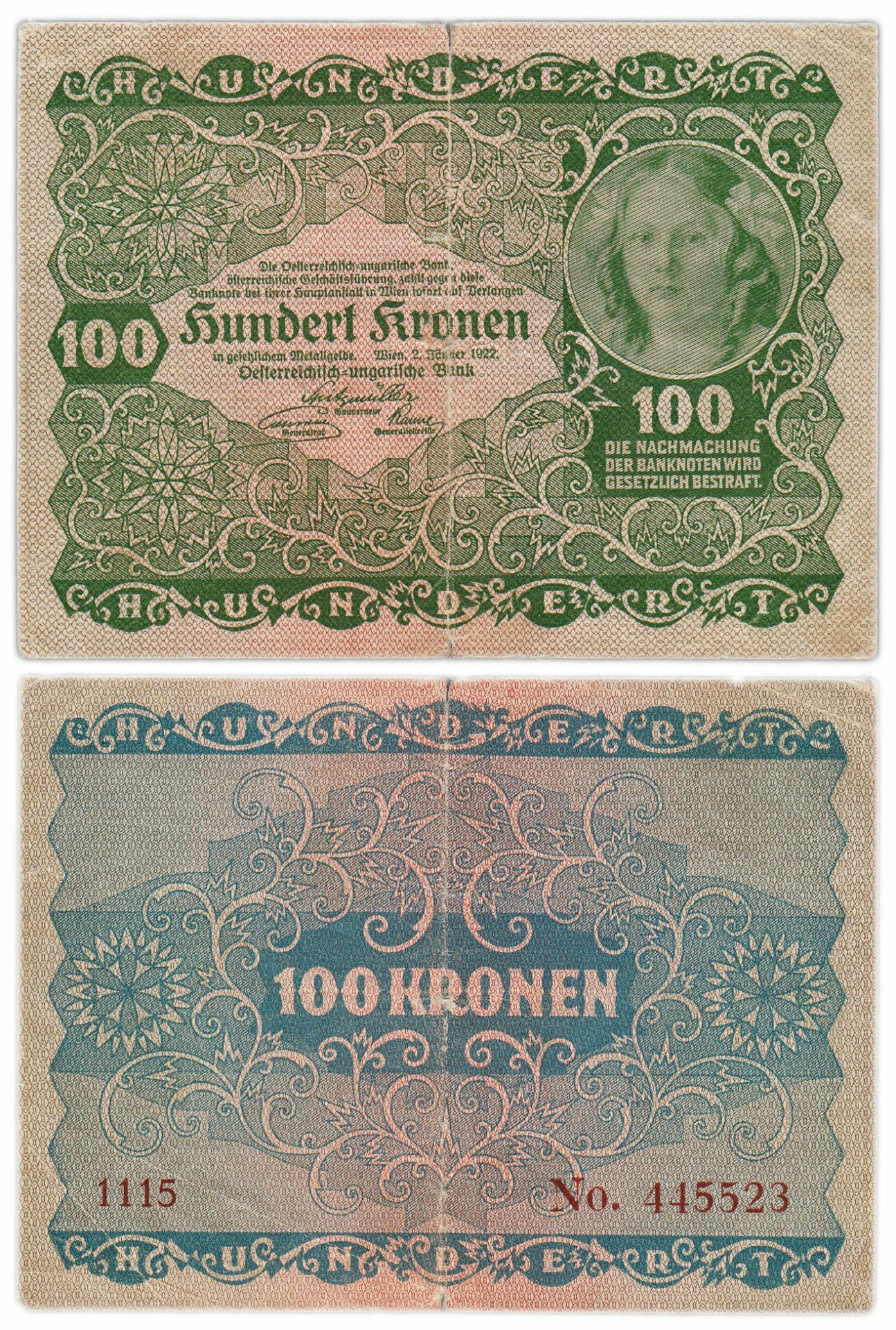 Австрия 100 крон 1922