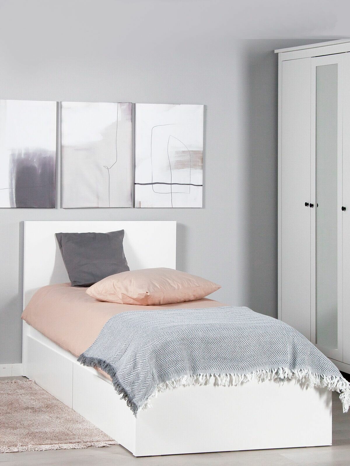 Кровать односпальная Варма сэнг, 90х200см, эмаль, белая, ГУД лакк