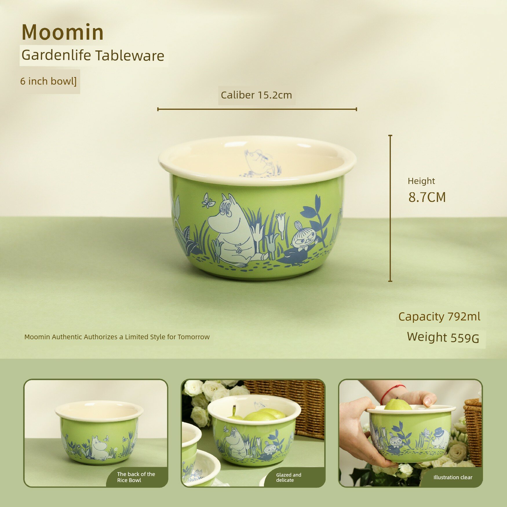 Керамическая миска Moomin Garden Life 6 дюймов, детский столовый набор, премиальная фарфоровая посуда