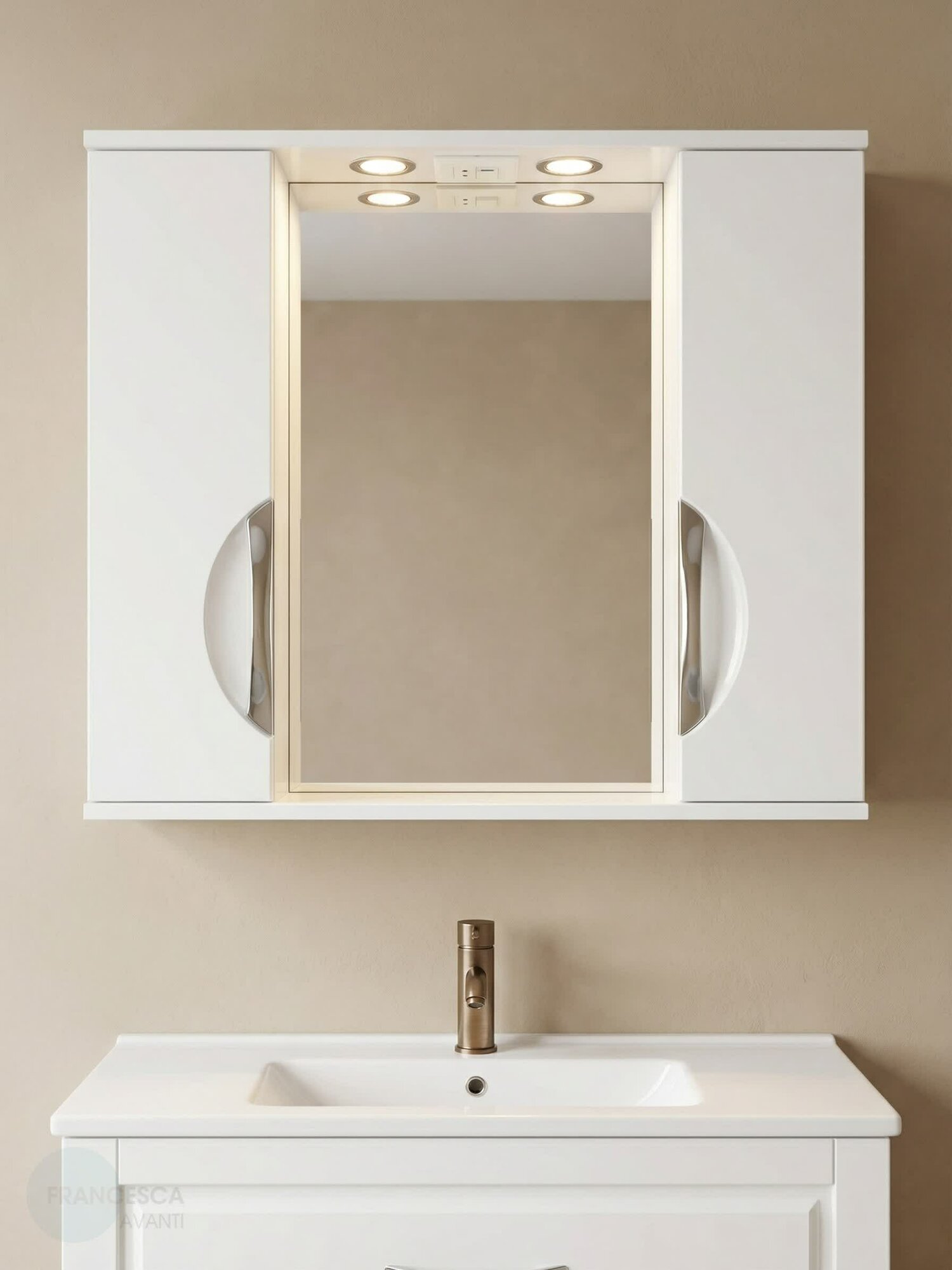 Зеркало в ванную Francesca Avanti Доминго 100-2 со шкафчиками, белый