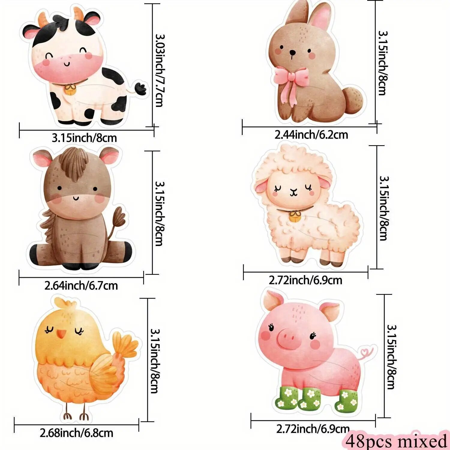 48 Шт, Конфеты С Изображением Сельскохозяйственных Животных, Сувениры Для Дня Рождения, Мультяшные Свиньи, Овцы, Коровы