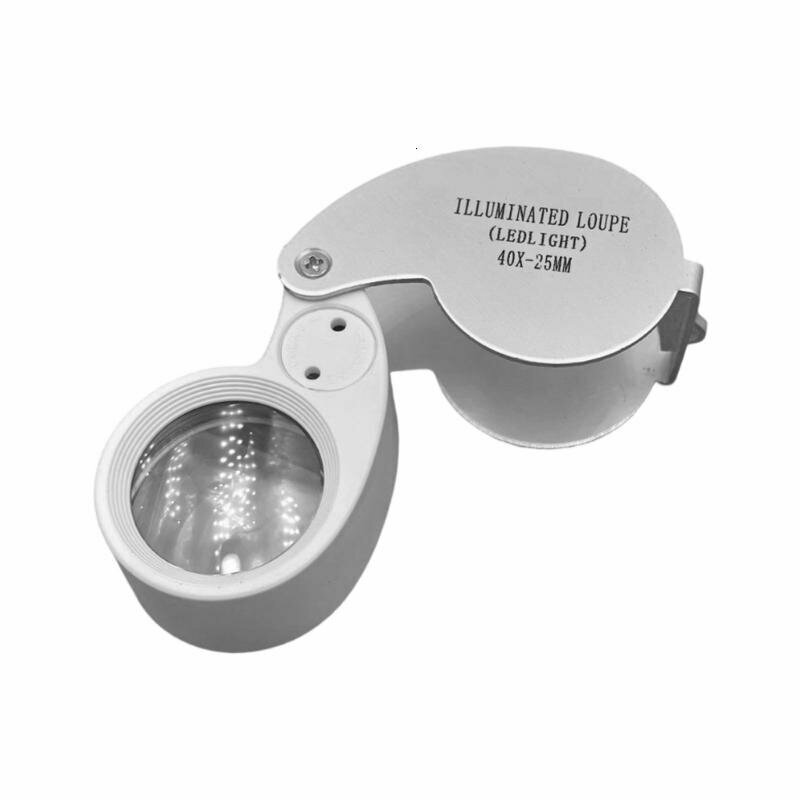 Лупа ювелирная 10-40X с металлическим корпусом, 40X со светом