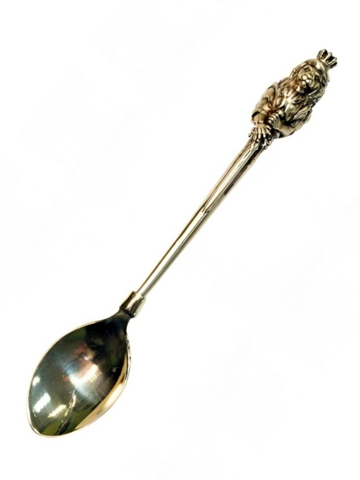 Латунная чайная ложка "Лев" (длина 15 см, в блистере)