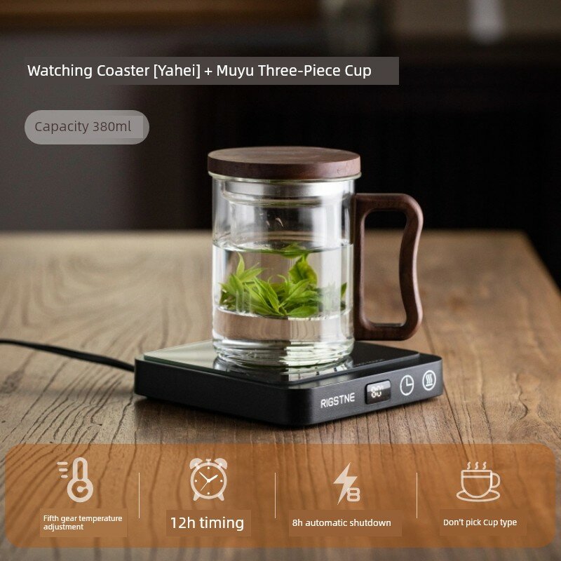 Черный цвет, регулируемая температура, чайная подставка с трехкомпонентным чайным набором для дома