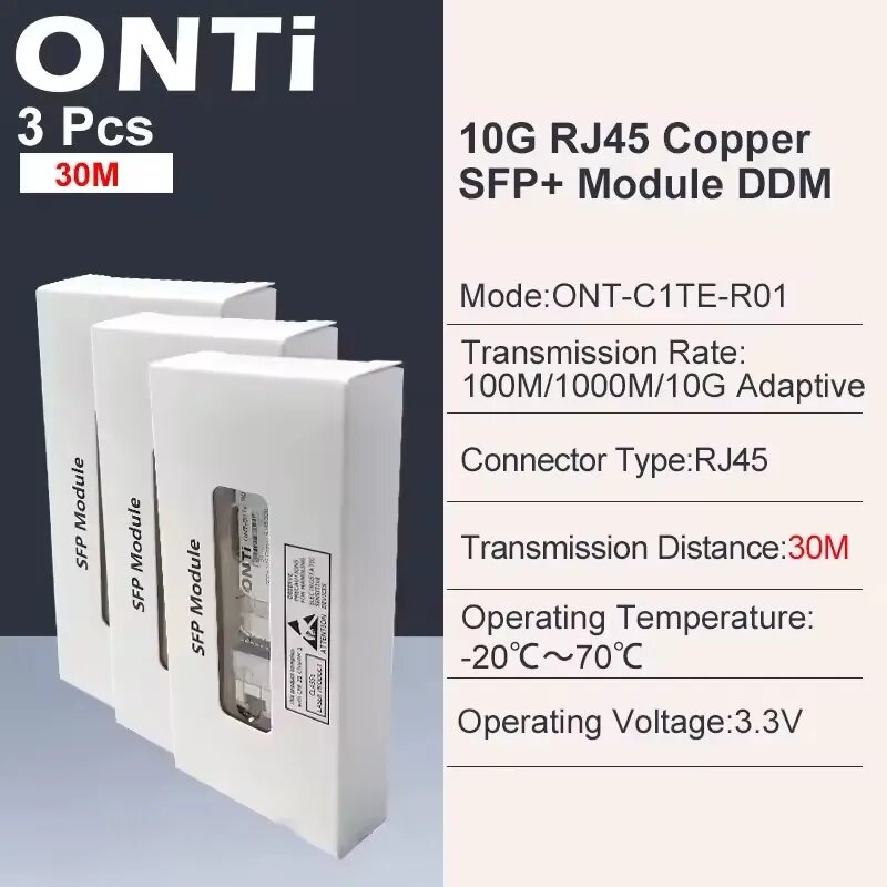 ONT-C1TE-R01 10G RJ45 медный SFP+ модуль 3pcs