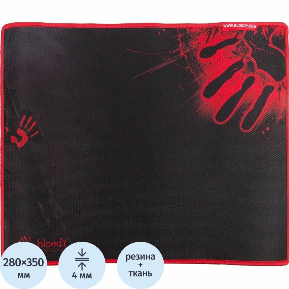 Коврик для мыши A4Tech Bloody B-081 черный/рисунок 350x280x4мм, 1557498
