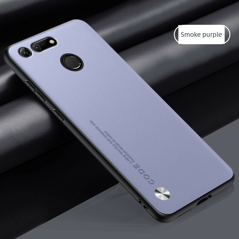 Полная защита противоударный чехол из веганской кожи для Honor V20, цвет Дымчатый фиолетовый, антицарапающий