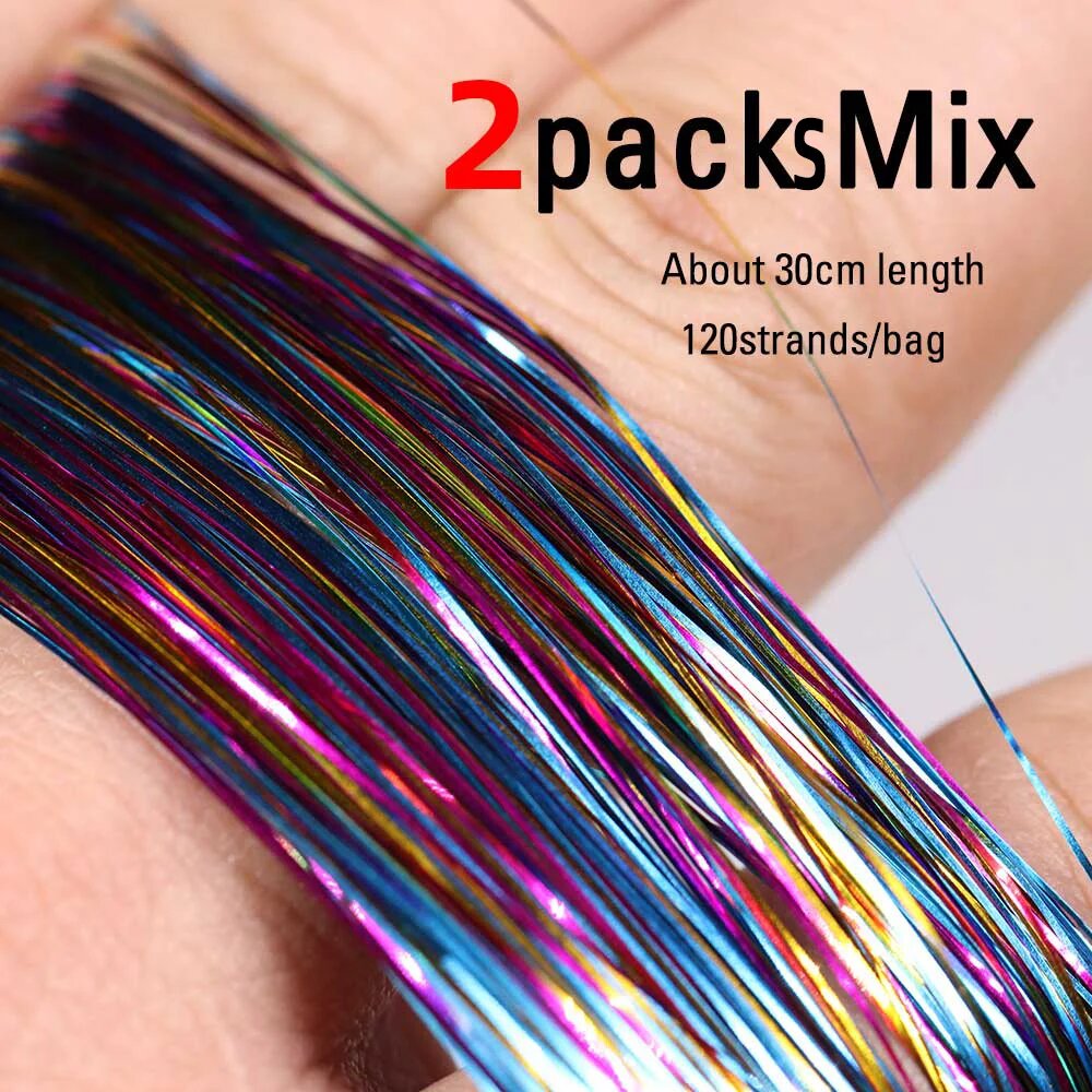 Голографический мишура Flashabou для вязания мух 2packs Mix Rainbow