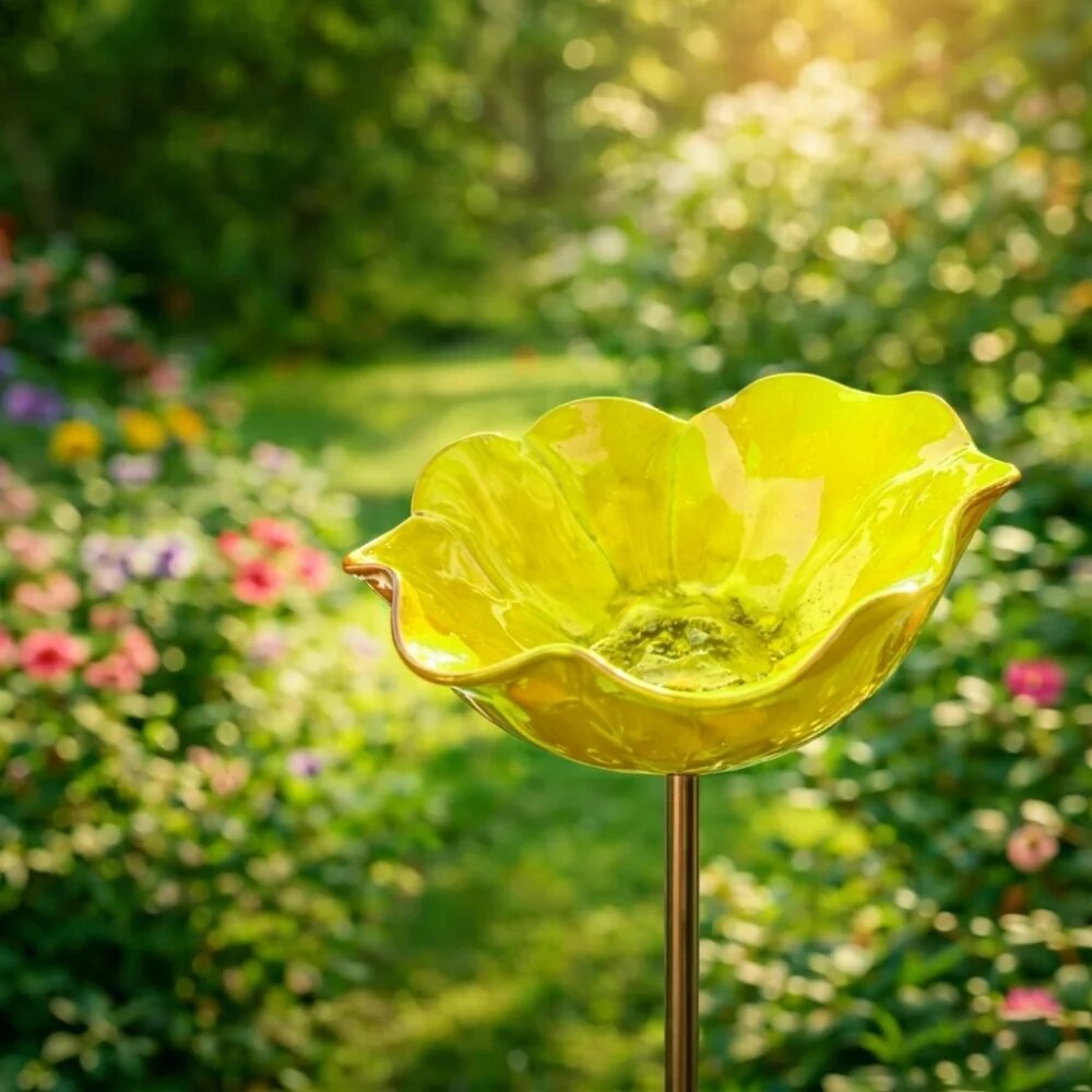 Металлический садовый цветок для птиц Yellow