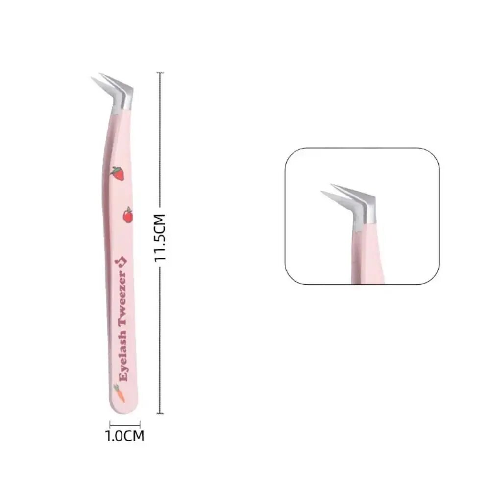 Пинцет для ресниц розовый Pink-Seven 11.5см