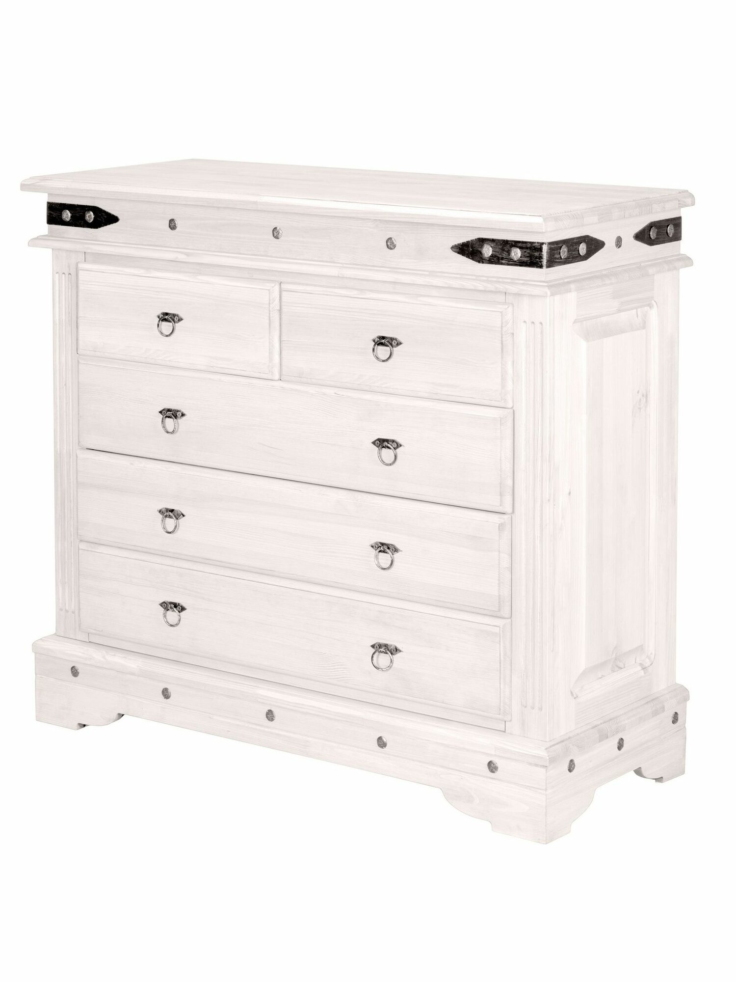 Комод "викинг" 03 из массива сосны (белый воск)