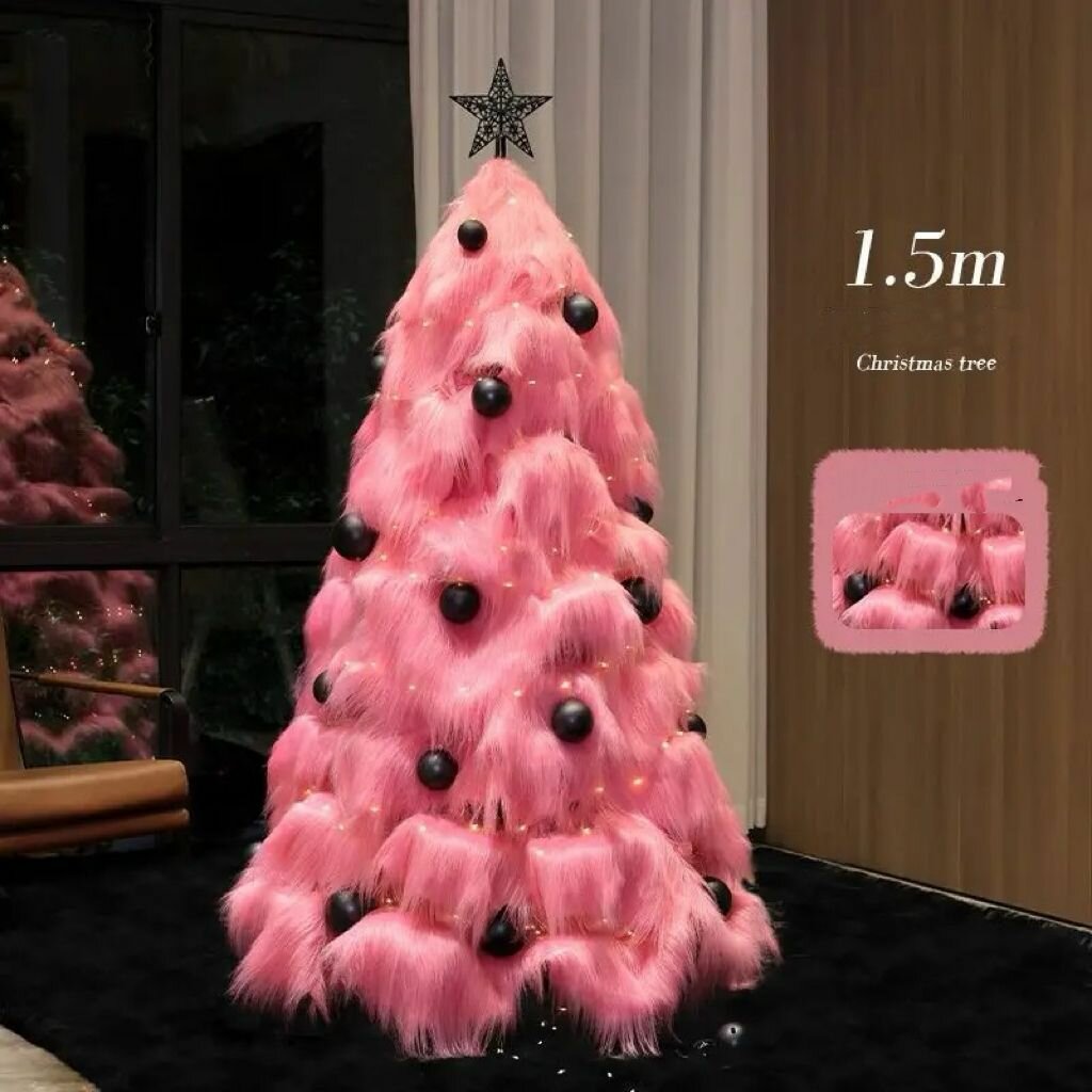 Новая модель 2024 года: большая розовая рождественская елка для гостиной, DIY украшение для дома (с гирляндой)