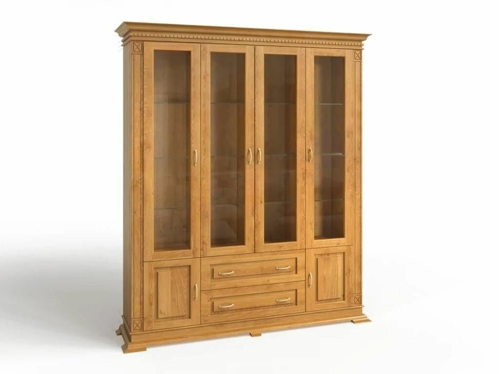 Шкаф-витрина Верди №235 из Массива сосны, 200х40х220 см, классический орех 2