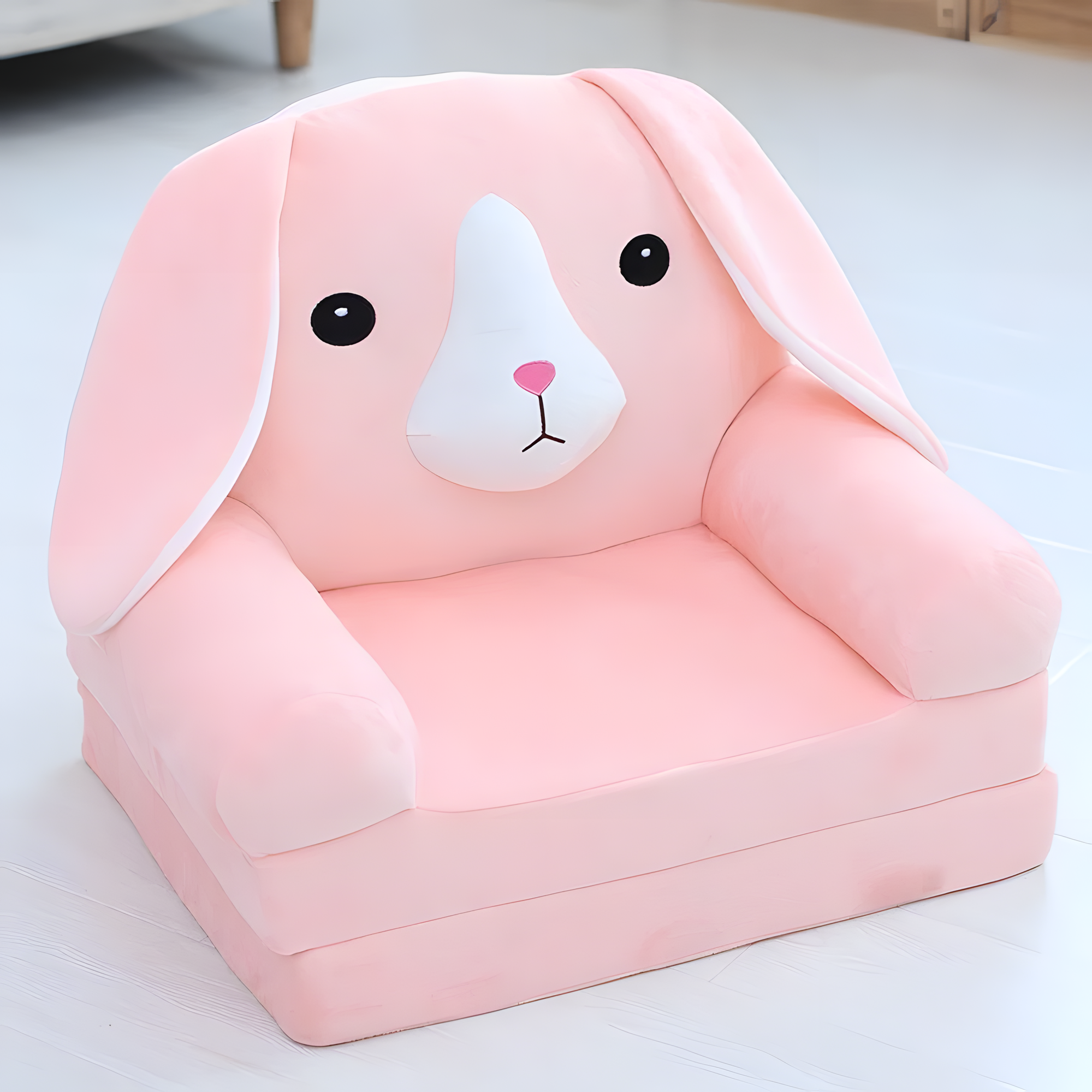 Детское раскладное кресло, 2х слойный, Розовый зайчик