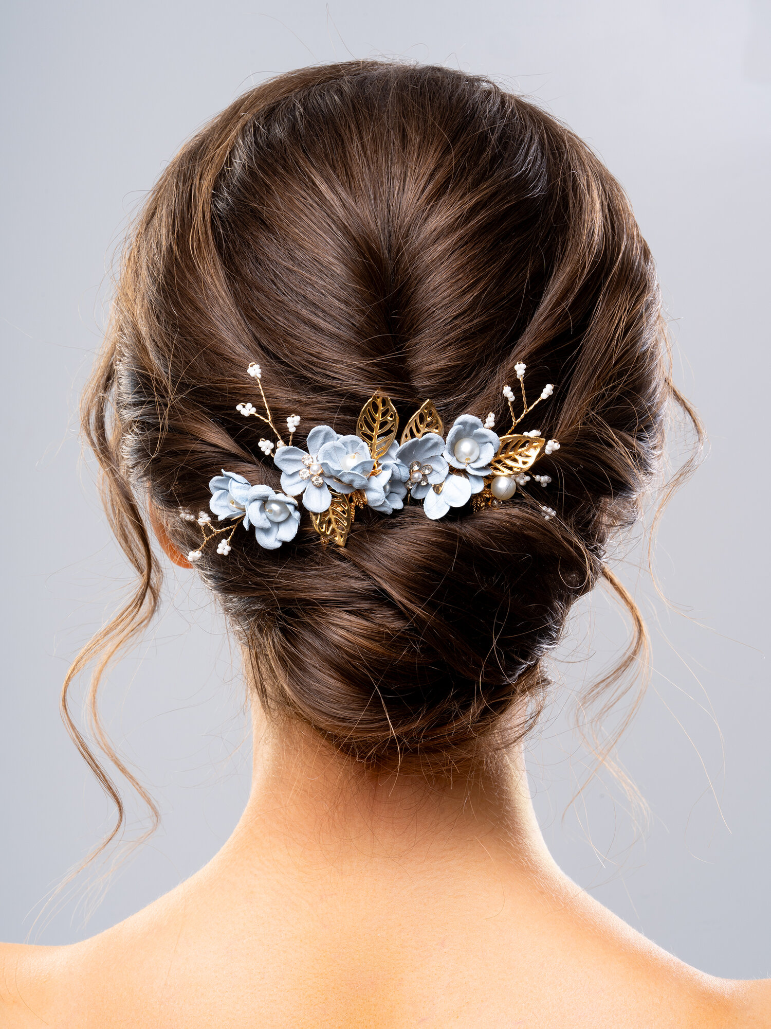 Гребень LUMINA "Голубой меланж", для волос, женский, бижутерный сплав