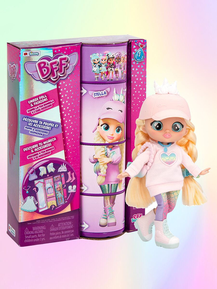 Cry Babies BFF Stella Модная кукла с более чем 9 сюрпризами, включая наряд и аксессуары