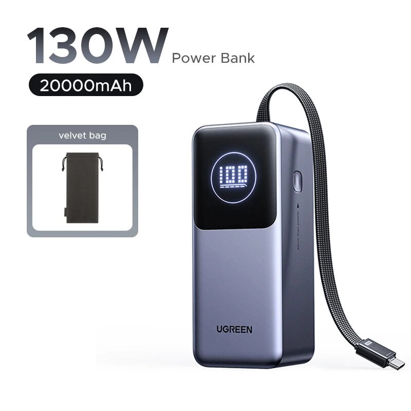 UGREEN Nexode Mini 100 Вт 12000 мАч Power Bank 20000 мАч Портативный внешний аккумулятор PD PowerBank для iPhone 17 pro 16 Быстрая зарядка