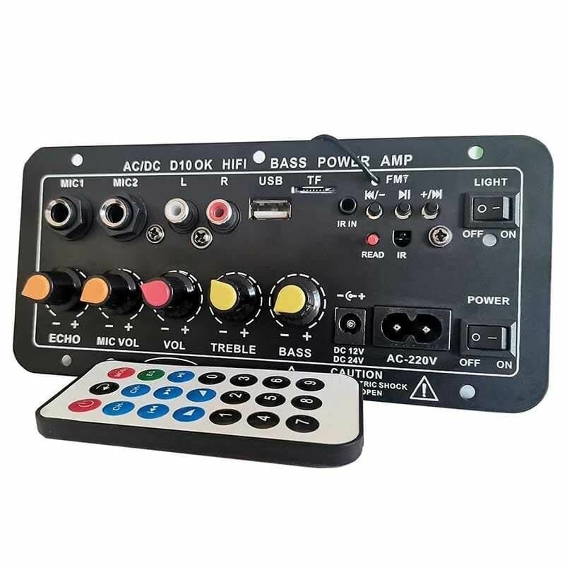 AC DC 220 В HIFI бас усилитель мощности цифровой Bluetooth стерео усилитель доска сабвуфер двойной микрофон