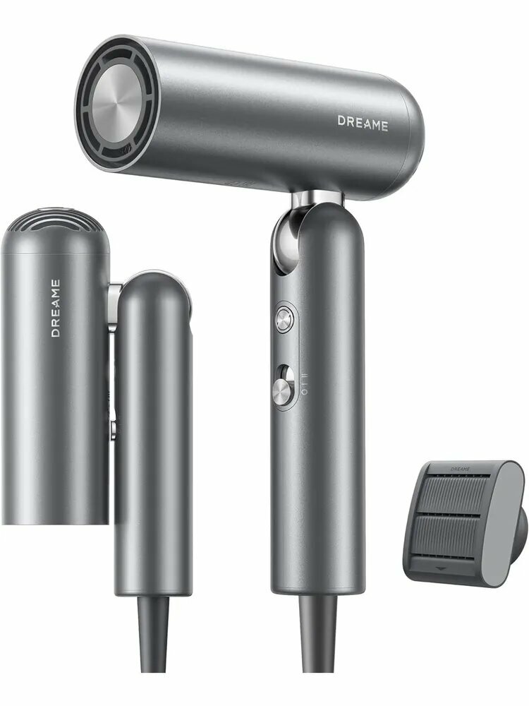 Dreame Фен для волос Pocket-AHD51 1300 Вт, скоростей 110000, кол-во насадок 2, серый